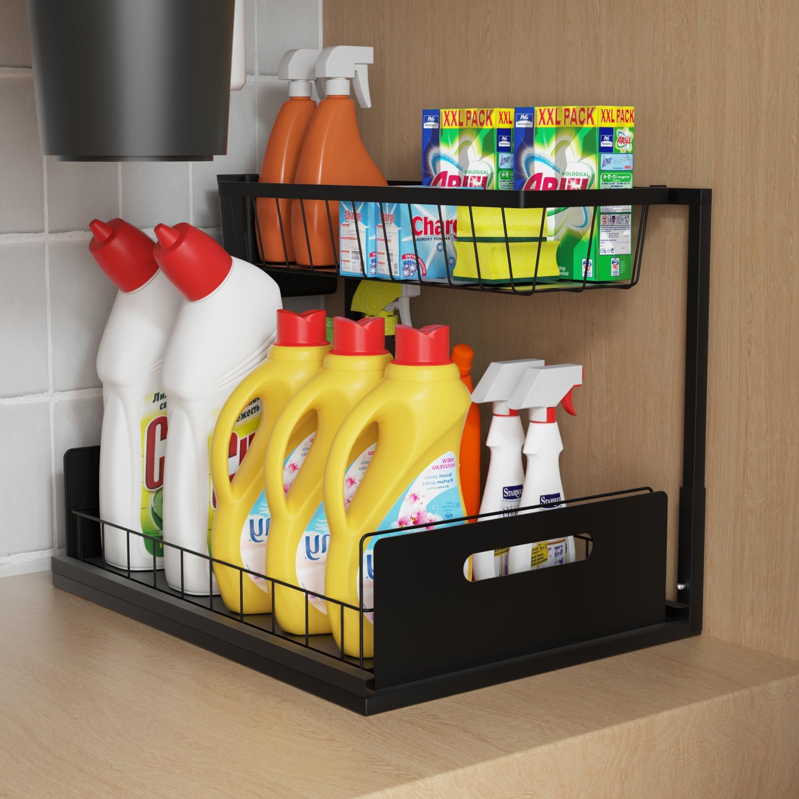 Amazon.com: ZHLMIEEX Under Sink Organizer, Pull Out Cabinet Organizer 2 ...