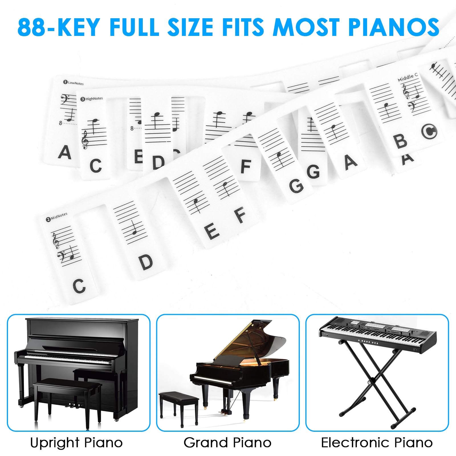 Snapklik.com : BROTOU Removable Piano Notes Guide For Beginner, Piano ...