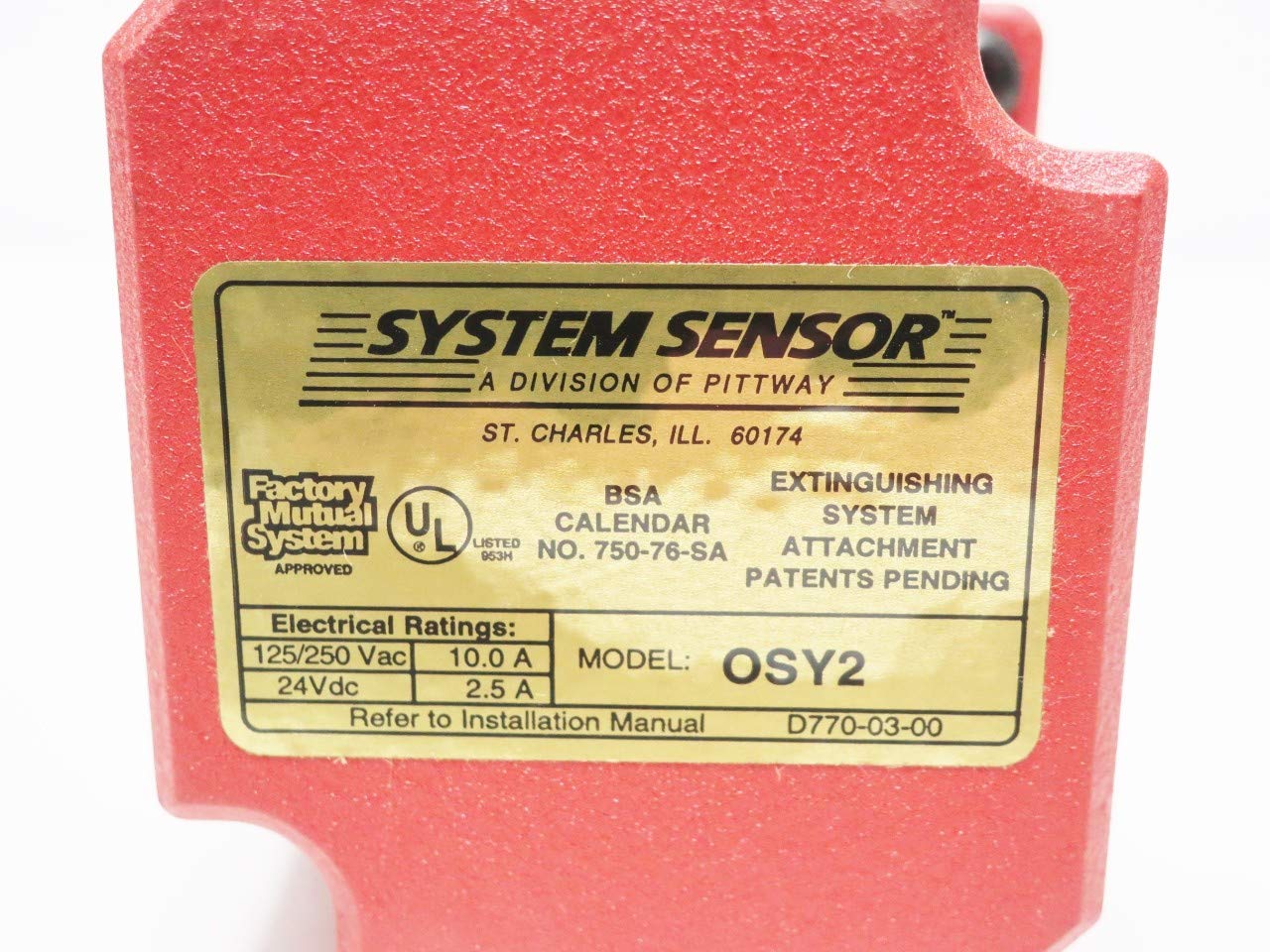 Supervisory Switch for System Sensor Gate Valve OSY2 Dominica | Ubuy