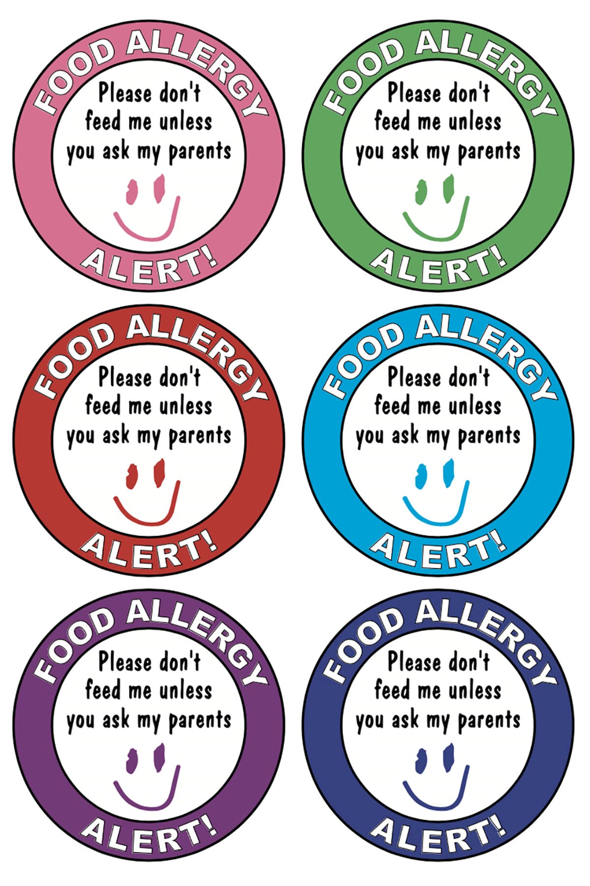 Amazon.com : Kids Allergy Sticker, 2 inch 60pcs Colored Children Food ...