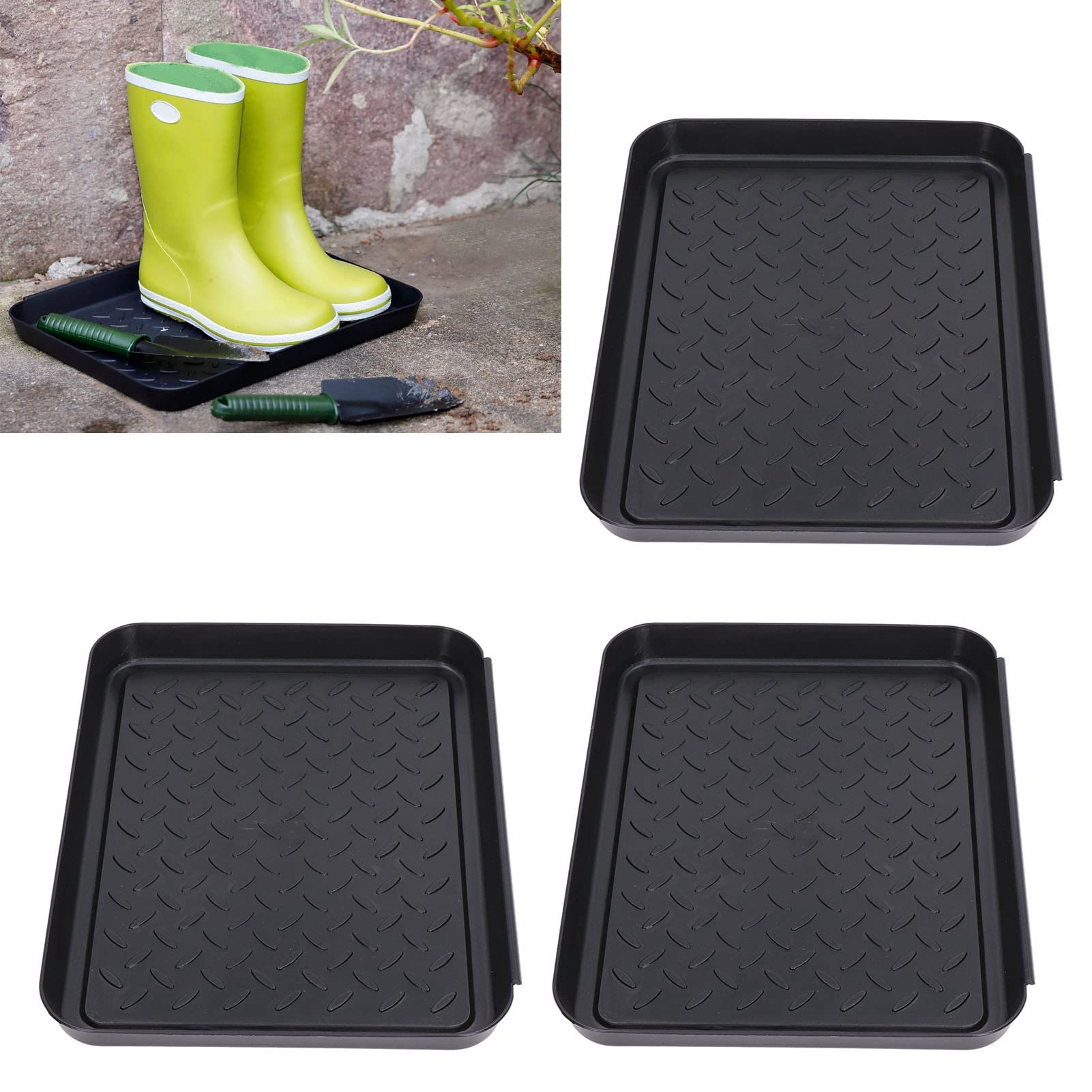 Glomora Multi-Purpose Boot Trays,Set of 2 Black All Weather Heavy Duty ...