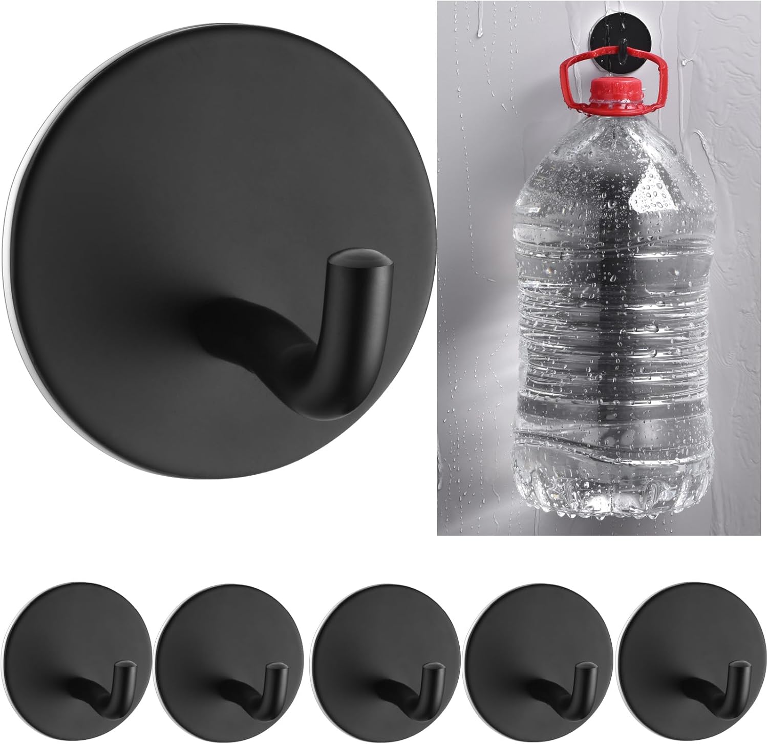 Metal Adhesive Hook Heavy Duty, Black Self Adheasive Towel Hook Strong ...