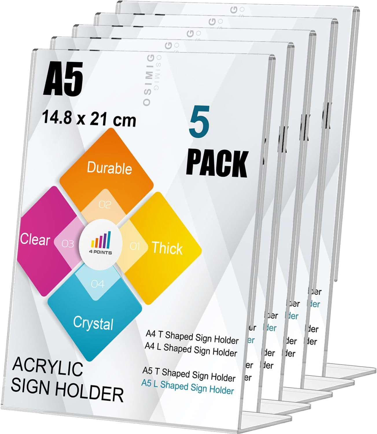 ZOFUN 8 Pcs A5 Acrylic Holders, 150 x 210 mm Slanted A5 Acrylic Sign ...