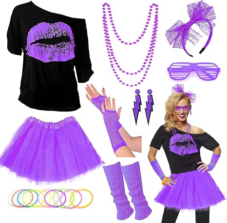 Amazon.com: RonFoxi 80s Outfit for Women Accessories,80s Costume T ...