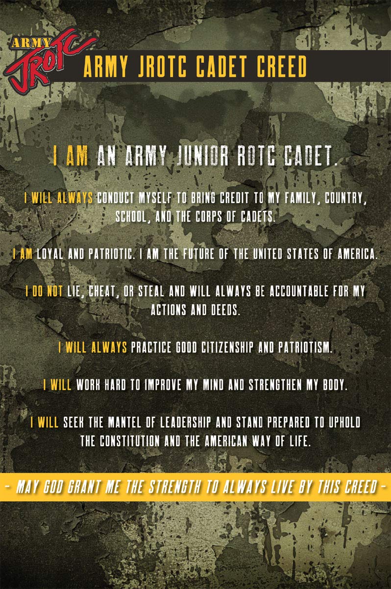 Amazon.com: The Supply Room Army JROTC Cadet Creed Unframed Gloss ...