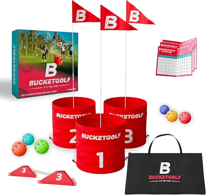 Amazon.com: bucketgolf Game 3 Hole Starter Set - New Outdoor Yard Golf ...
