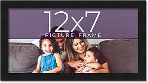 Amazon.com - 12x7 Frame Black Real Wood Picture Frame Width 0.75 Inches ...