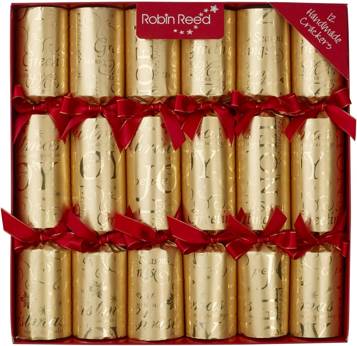 Robin Reed Set of 12 Gold Joyeux Noel Christmas Crackers : Amazon.co.uk ...