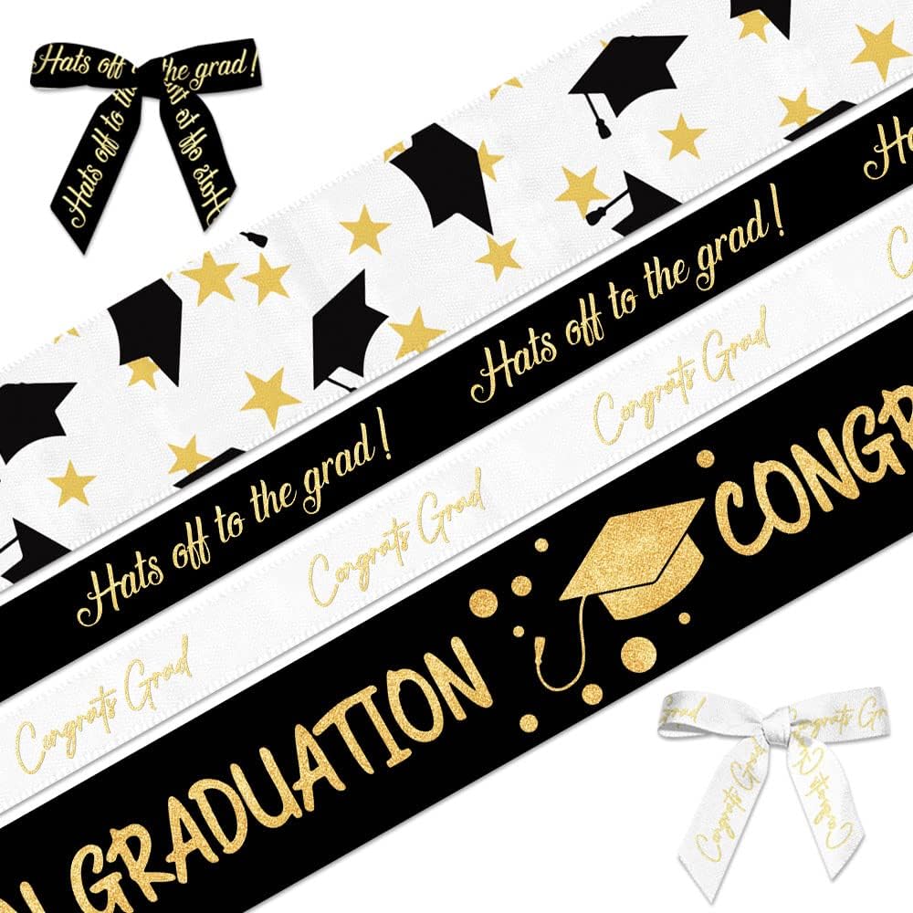 Amazon.com: 4 Rolls 20 Yard Graduation Ribbon Graduation Hat Star ...