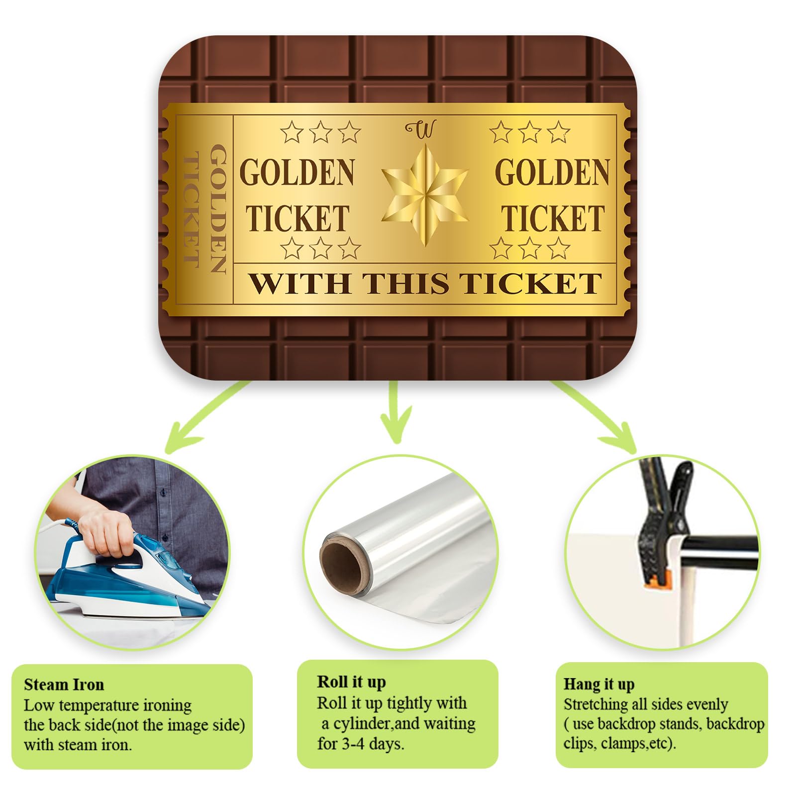 Photography Backdrop 7x5FT Golden Ticket - Willy Wonka Candy Factory ...