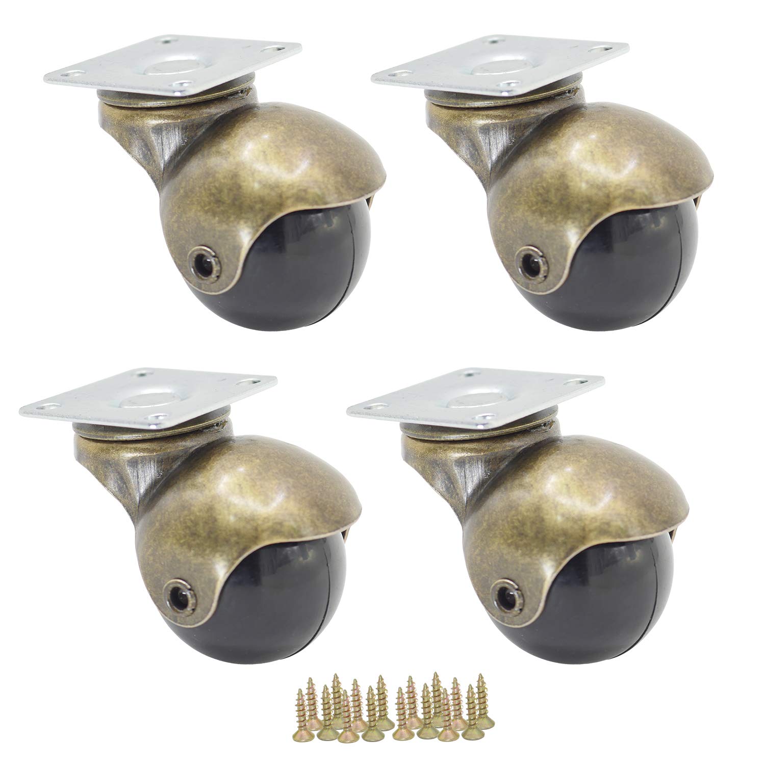 Casoter 1.5 Inch Furniture Caster Wheels with Screws Antique Gold Small ...