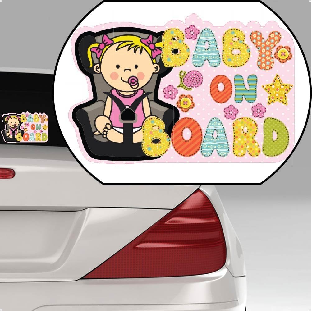 STICKERS MAGIC Baby On Board Girl LAMINATED Car Sticker Car Sign ...