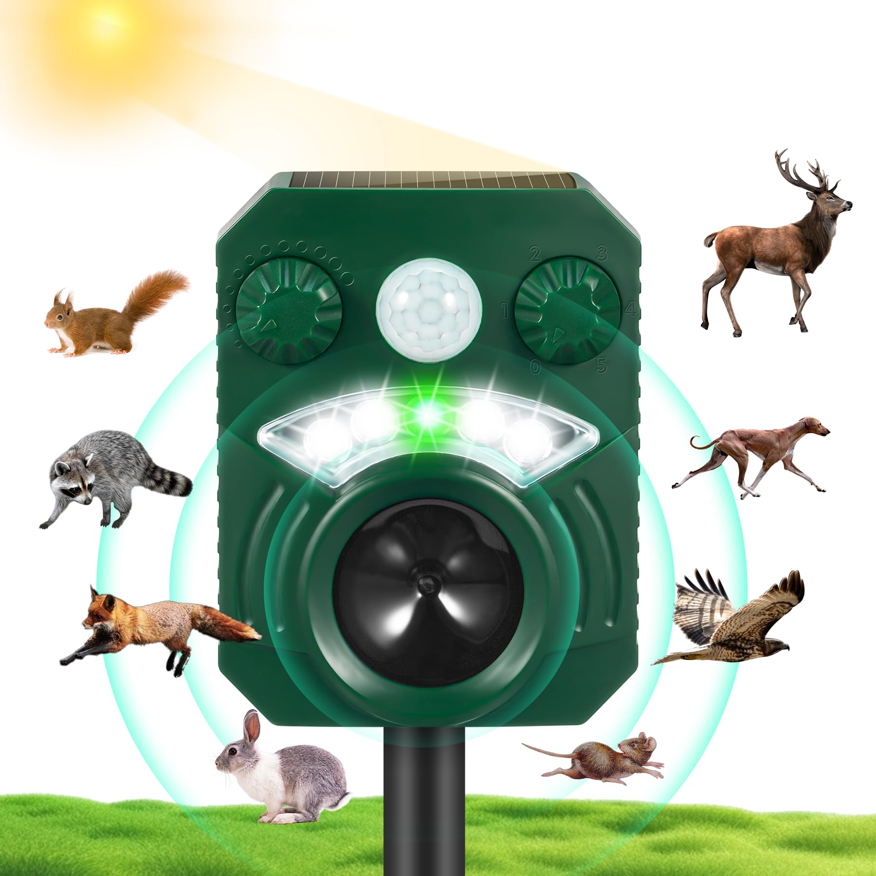 Amazon.com: Upgraded Ultrasonic Animal Repeller Outdoor,Solar Animal ...