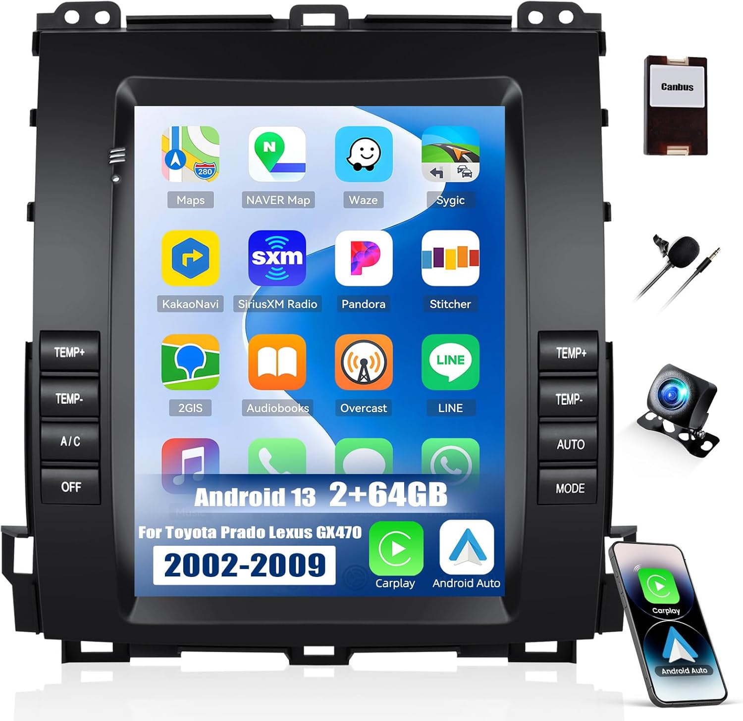 Amazon.com: 2G+64G Android 13 Car Stereo for Toyota Prado Lexus GX470 ...