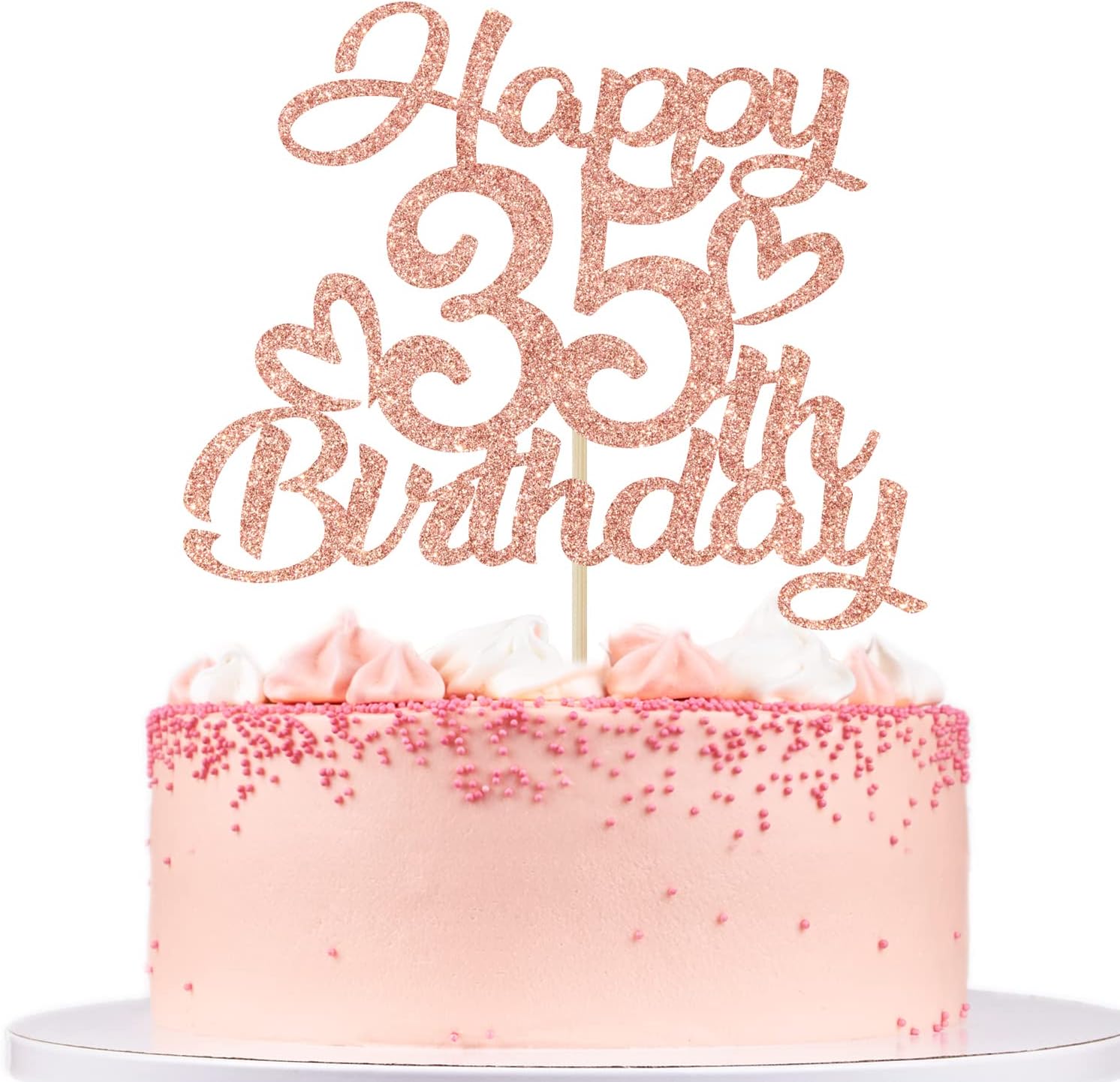 Amazon.com: Unoggsor Rose Gold Glitter Happy 35th Birthday Cake Topper ...