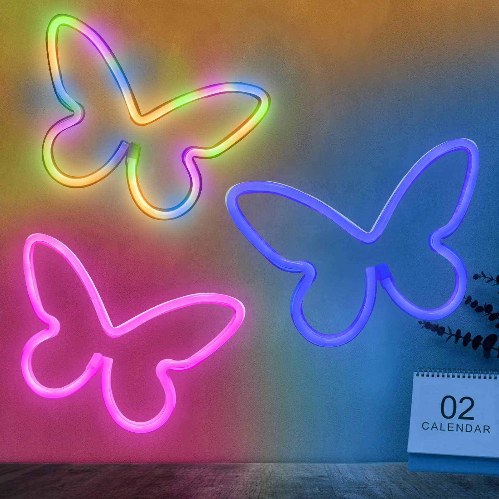 Amazon.com : 3 Pieces Butterfly Neon Signs, Butterfly LED Light USB or ...