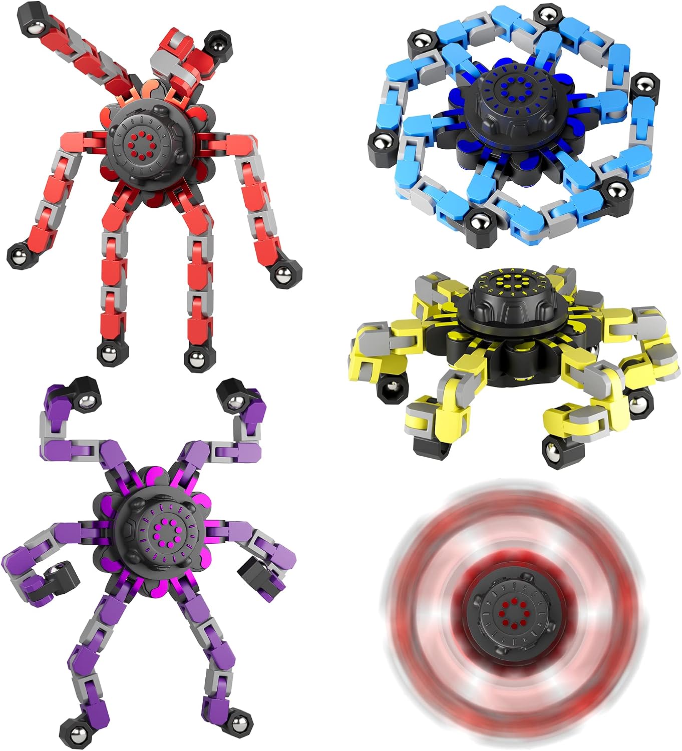 4 piezas Fidget Spinners, robot deformable DIY juguetes mecánicos para ...