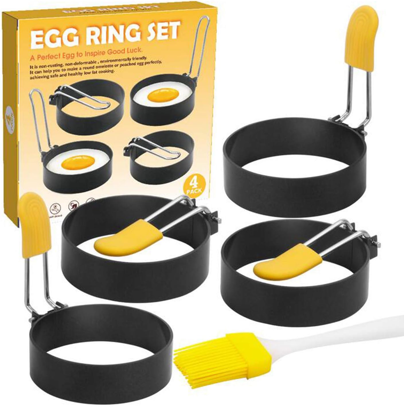 Amazon.com: Stainless Steel Egg Ring, 4 Pack Nonstick Maker for Frying ...