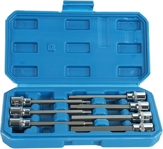 7Pcs 3/8” Drive Extra Long Allen Hex Bit Socket Set, Metric, 3mm to ...