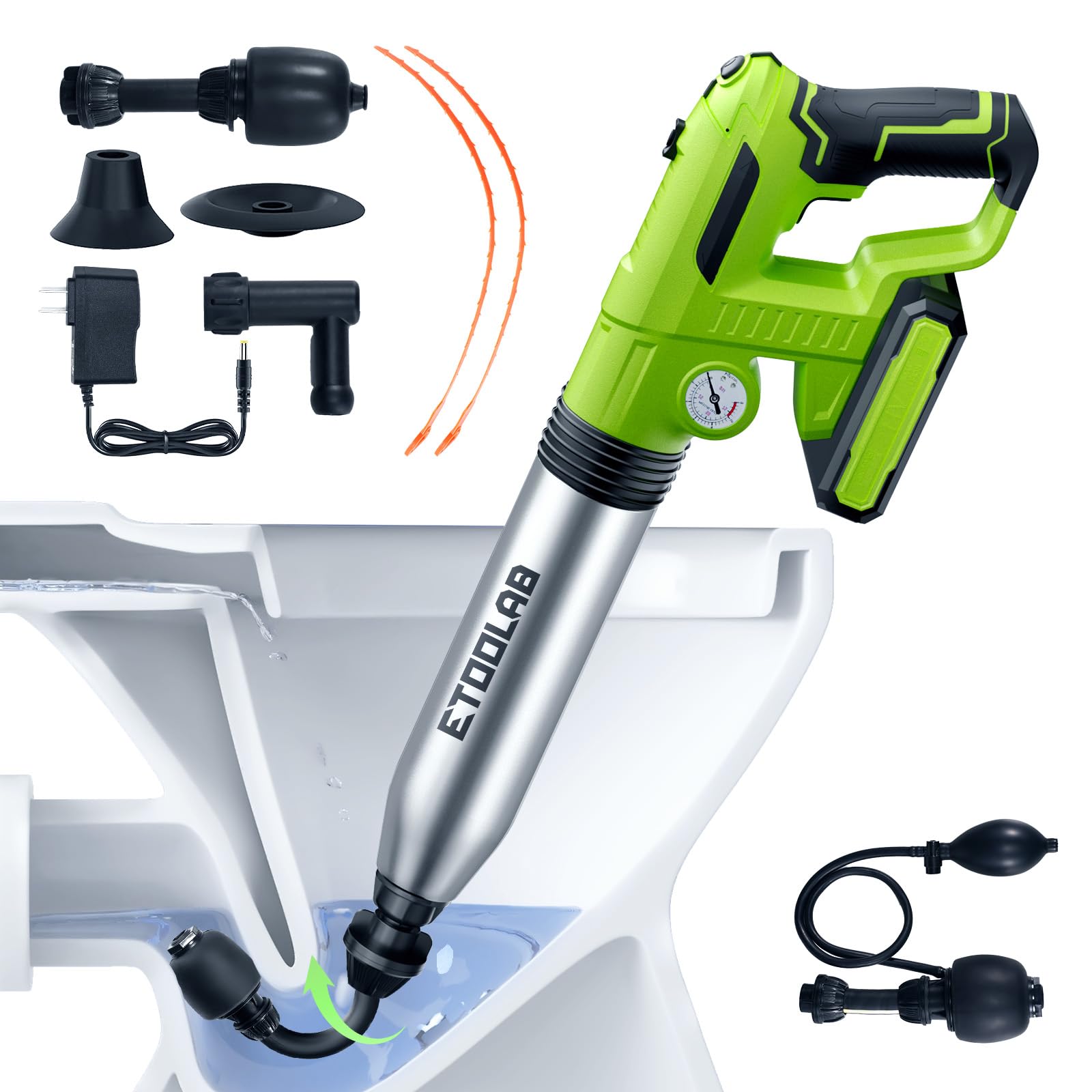 Amazon.com: etoolab Electric Toilet Plunger Heavy Duty，Drain Clog ...