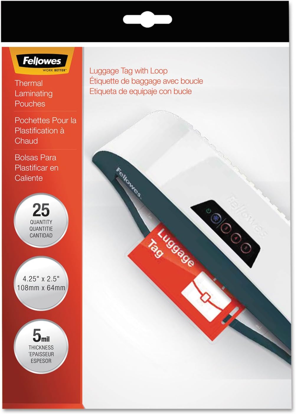 Amazon.com: FELLOWES Laminating Pouches Luggage Tagged Punched with ...