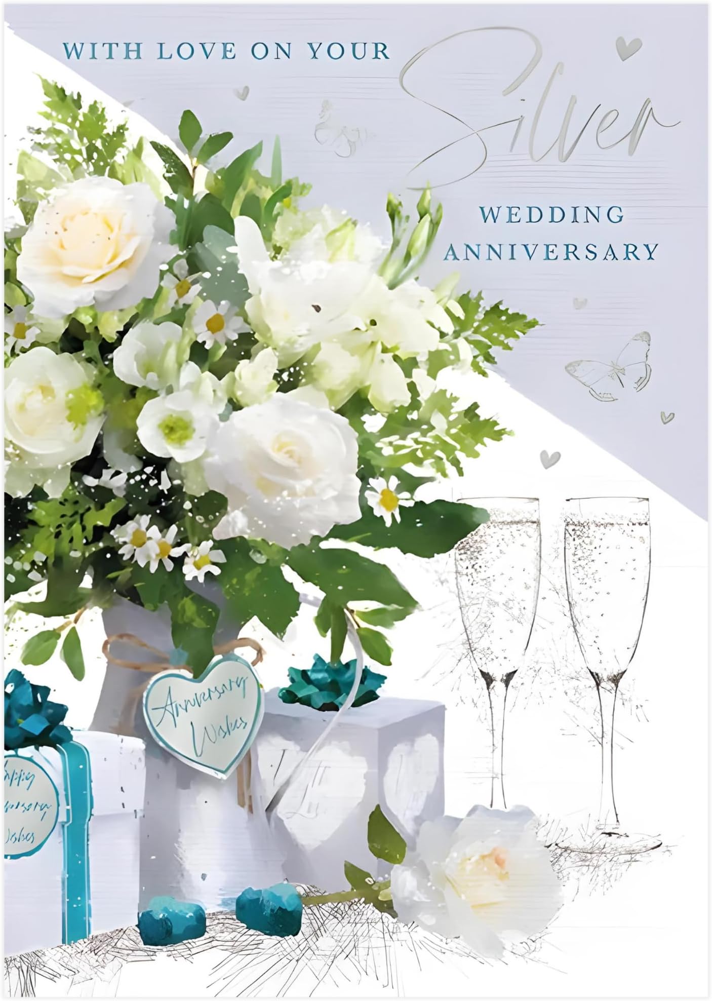 Words 'n' Wishes 25th Milestone Silver Anniversary Card - 25 Years ...