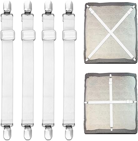 Bed Sheet Clips, 55 cm-250 cm Adjustable Bed Sheet Straps, Upgraded ...