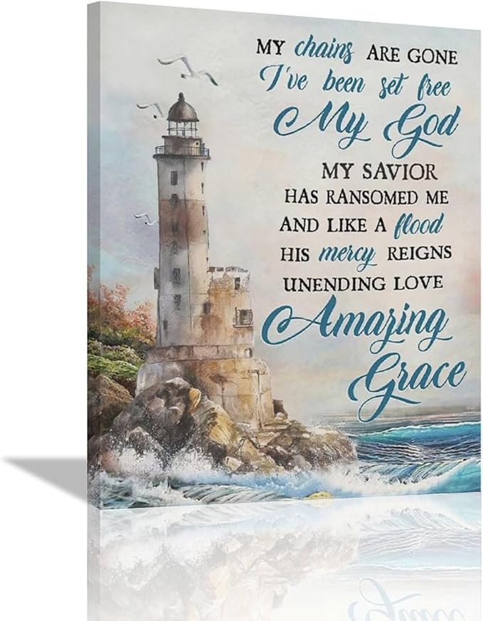 Amazon.com: Christian Lighthouse Wall Art Coastal Lighthouse Nautical ...