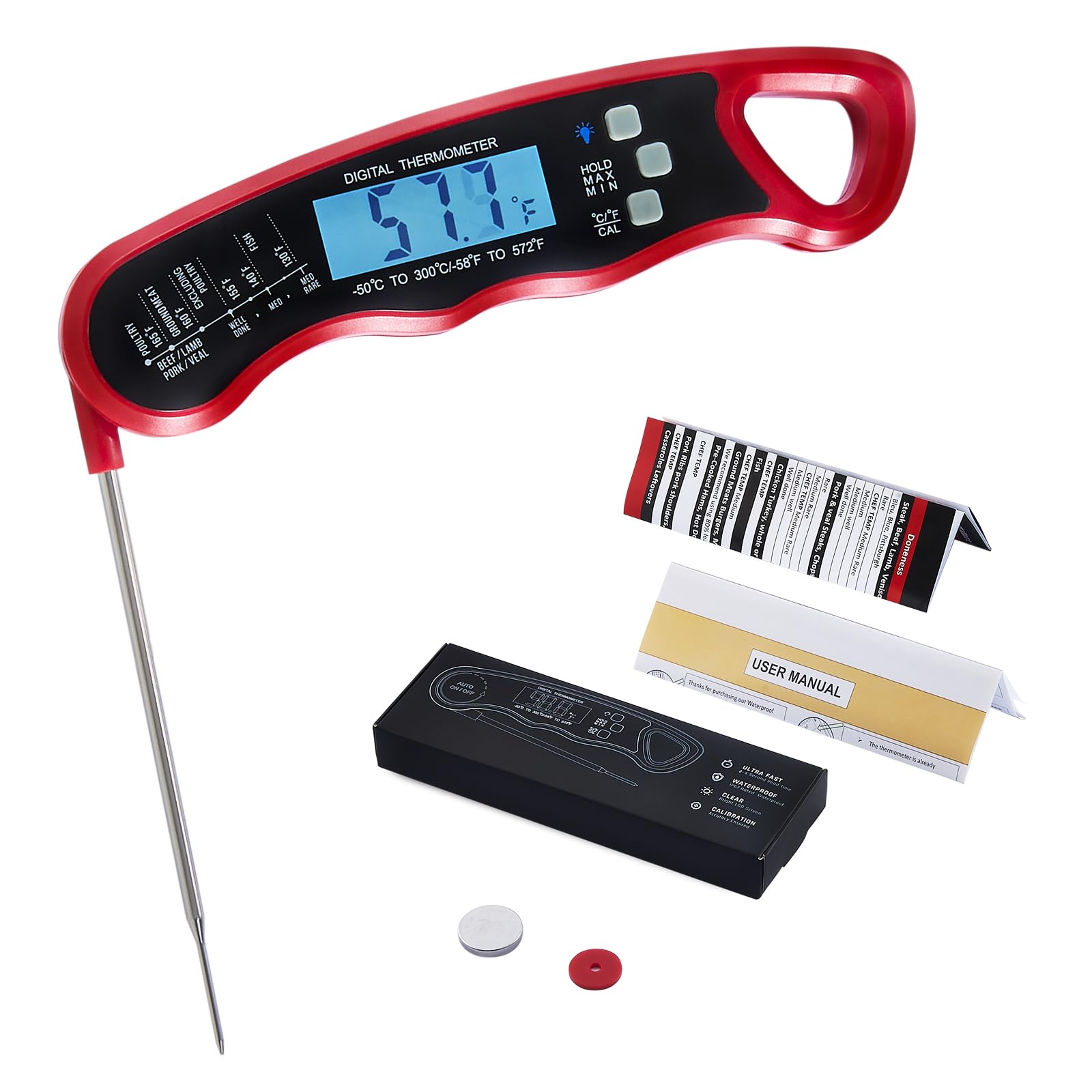 Amazon.com: VEVOR Digital Grill Thermometer, 1°F High-Precision ...