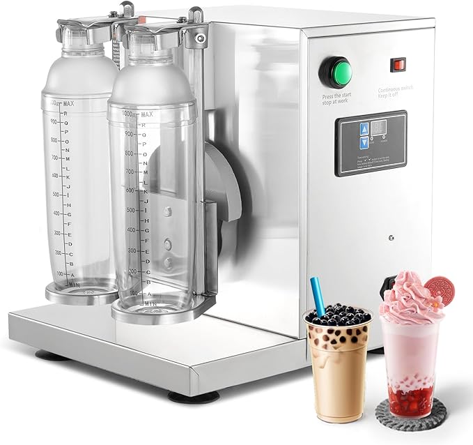 Amazon.com: VEVOR Milk Tea Shaking Machine, Electric Double Frame Milk ...