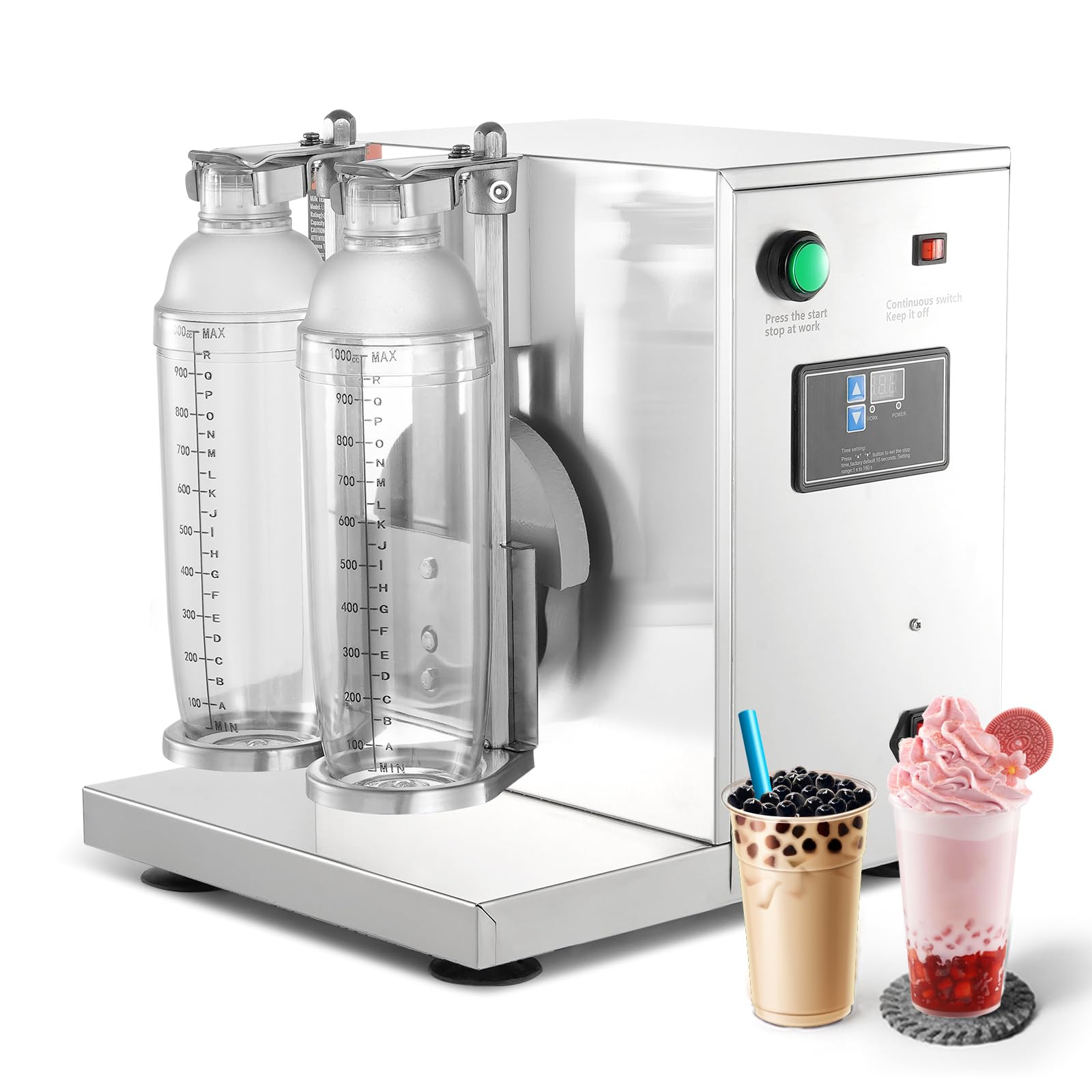 Amazon.com: VEVOR Milk Tea Shaking Machine, Electric Double Frame Milk ...