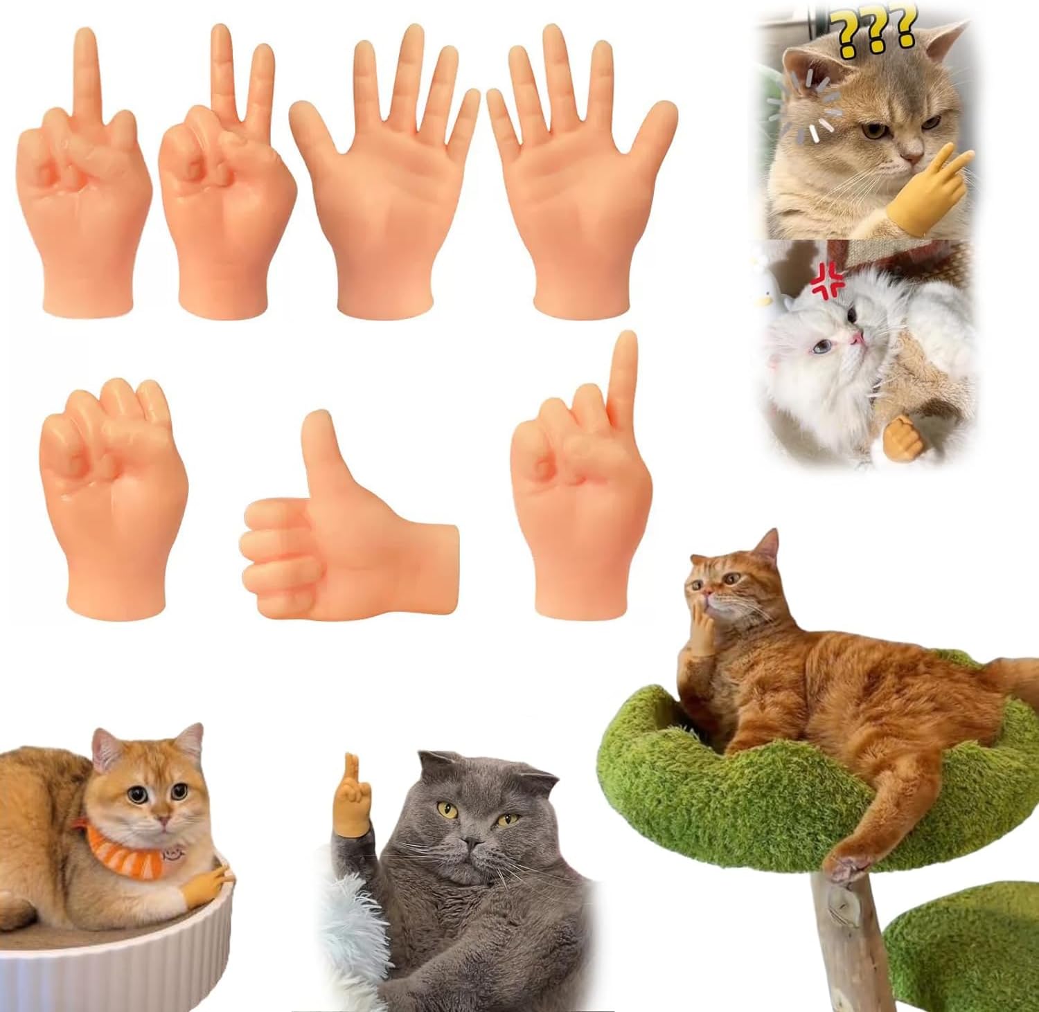 Amazon.com: NOCITTA 7-Pack Mini Hands for Cats - Tiny, Crossed, Small ...