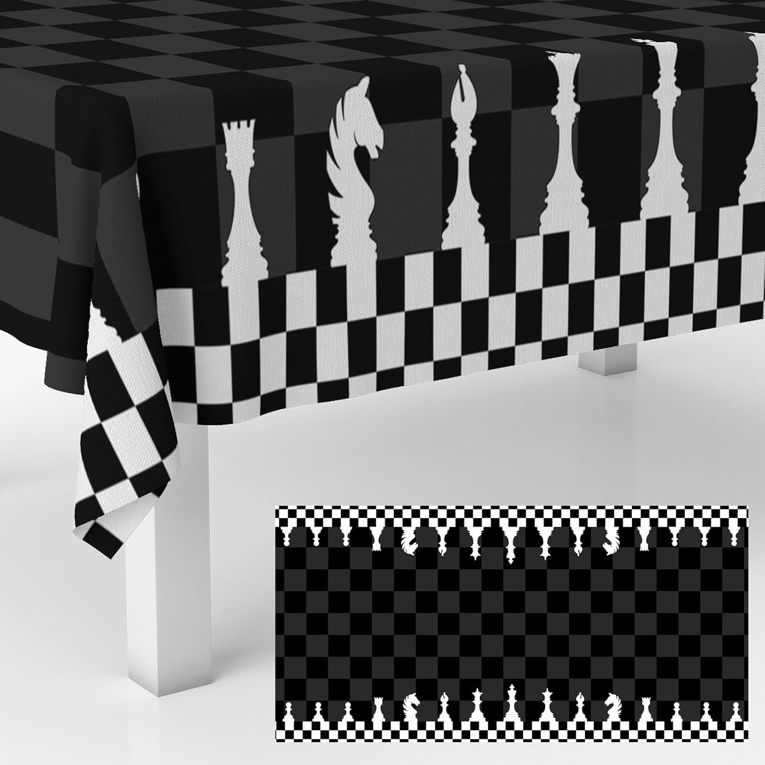 Amazon.com: GZBJMYGS Chessboard Game Party Birthday Tablecloth Black ...