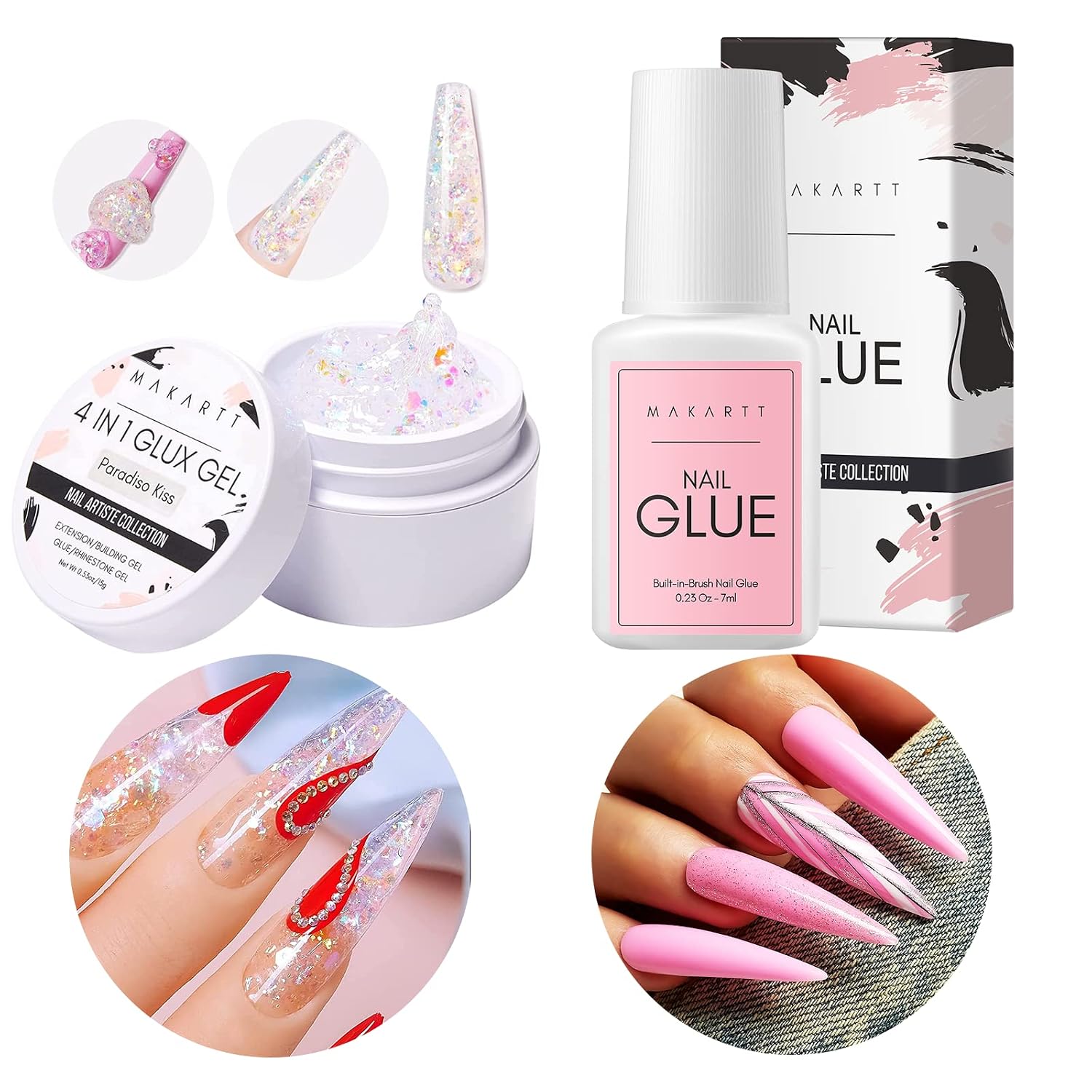Amazon.com: Makartt Solid Gel Nail Builder, Glitter Hard Gel for Nail ...