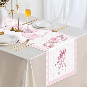 Amazon.com: Coquette Pink Bow Table Runner 13 x 72 Inch Coquette ...