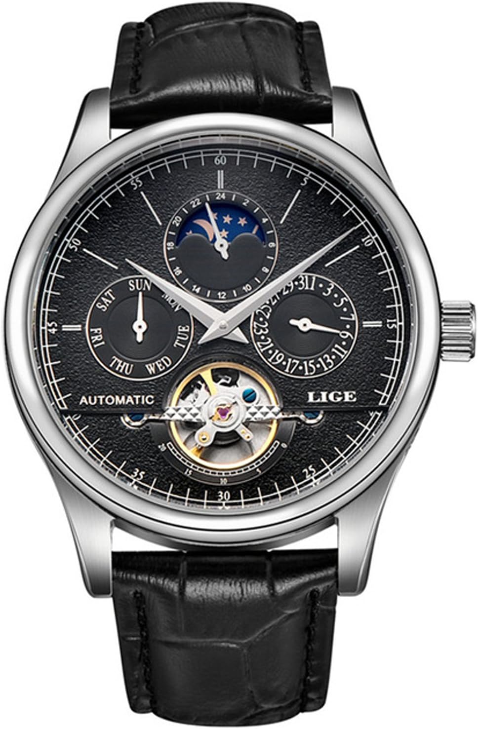 Amazon.com: Brand Luxury Automatic Mechanical Watch Men Moon Phase ...