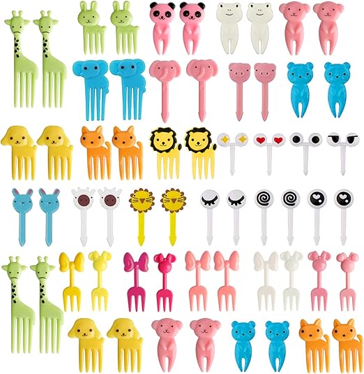 Pack of 60 Plastic Animal Fruit Forks, 8 Sizes, Mini Fork Pieker ...