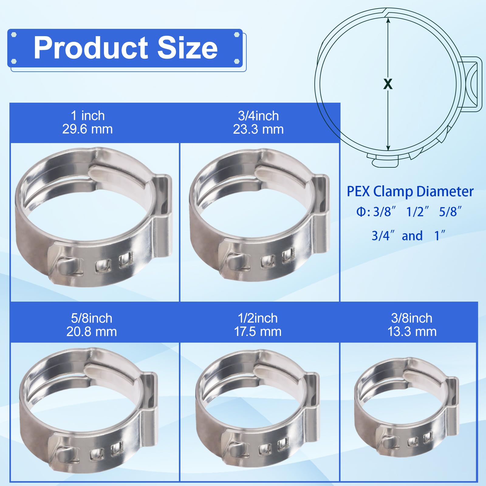 Snapklik.com : 5/8 "200pcs Pex Cinch Clamps Rings,304 Stainless Steel ...