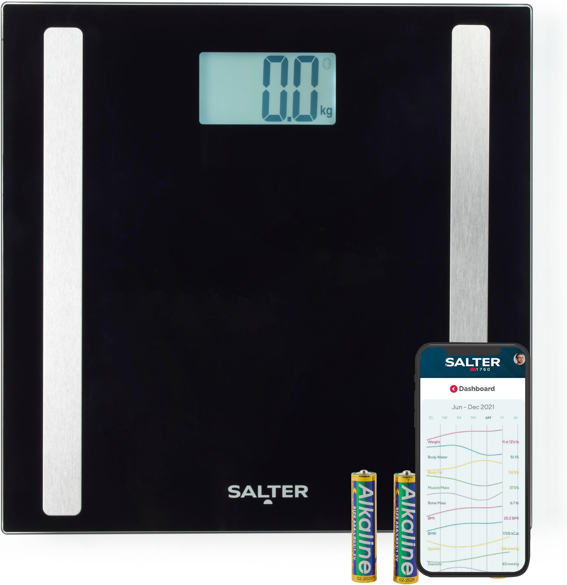 Salter Smart Scale – Personal Body Weight Scale, 180kg Capacity, 17 ...