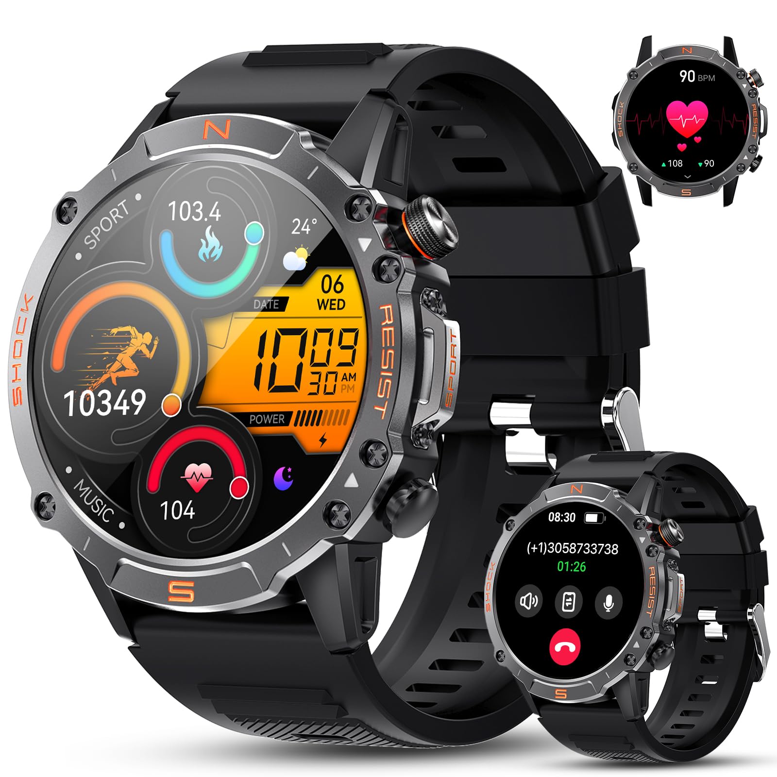Amazon.com: WalkerFit Rugged Smart Watch for Men- Answer/Dial Calls ...