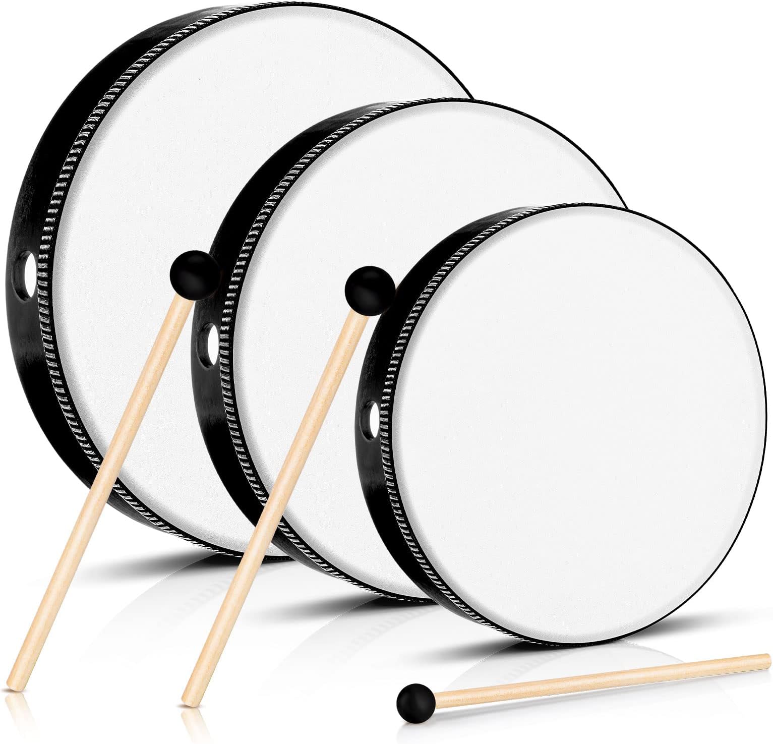 Amazon.com: Konohan 16 Pcs Kids Hand Drums Wooden Frame Drum with Drum ...