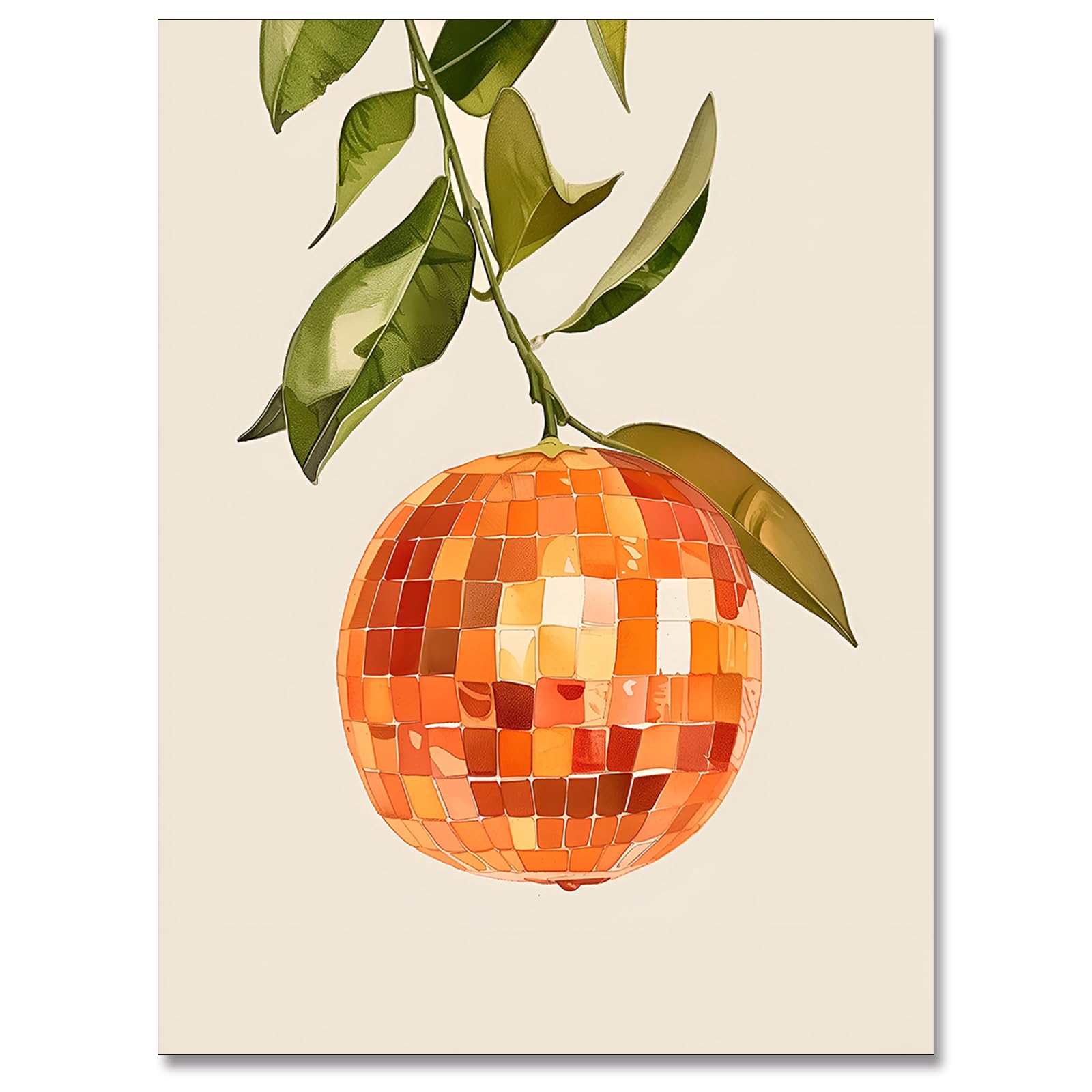 Amazon.com: Generic Retro Disco Art Poster Orange Disco Ball Canvas ...