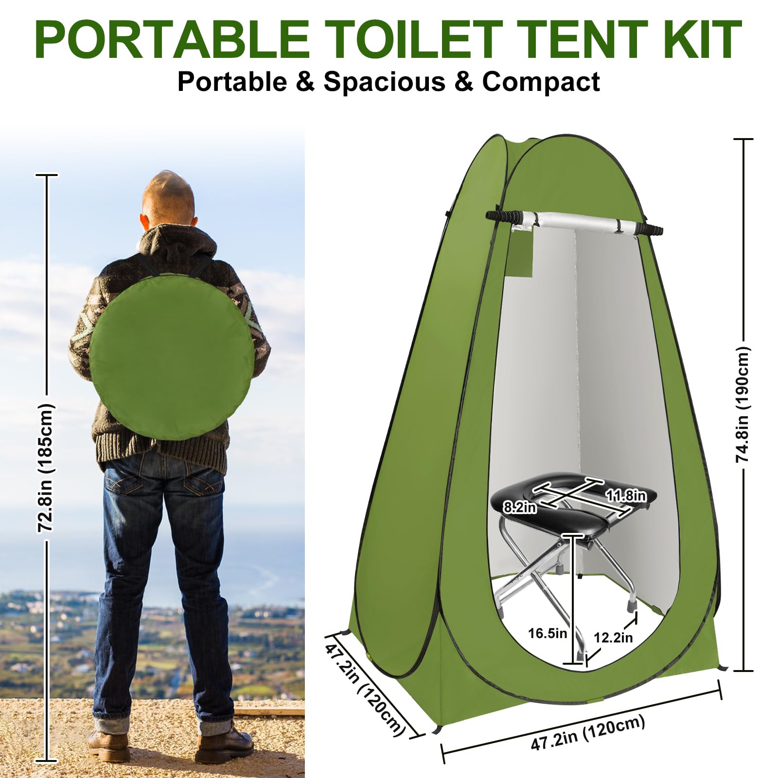 Snapklik.com : Portable Toilet Kit, Instant Pop Up Privacy Tent, 350LB ...