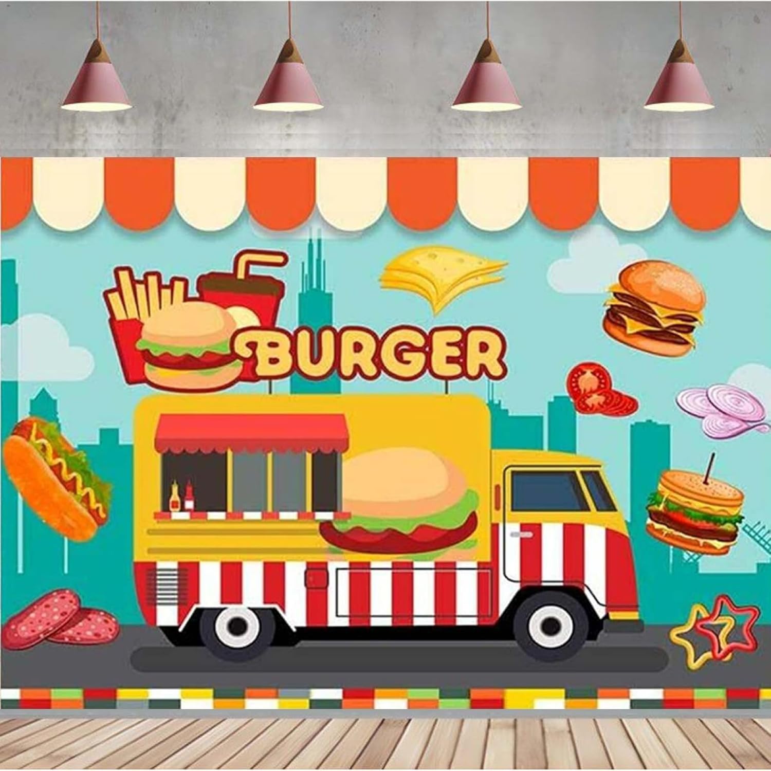 Amazon.com : Fast Food Hamburger Photography Backdrop Truck Burger ...