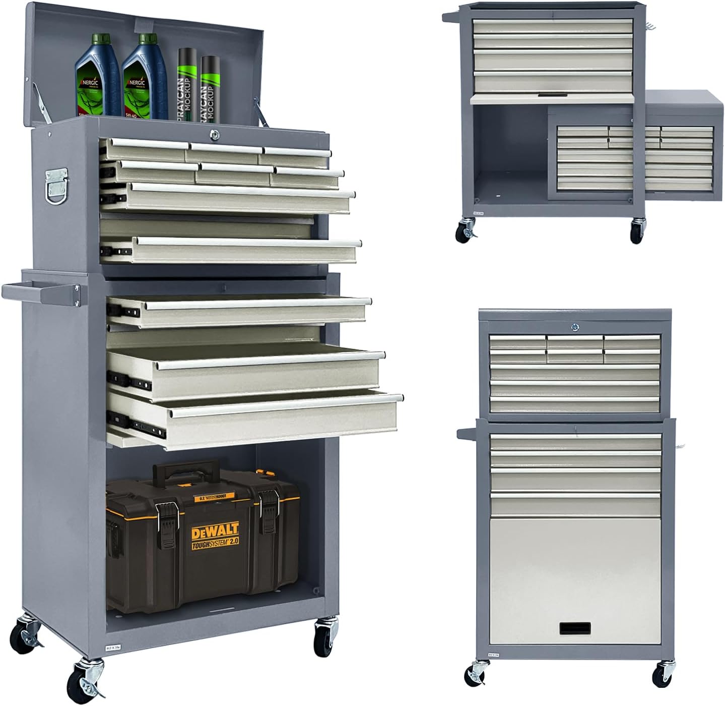 Sormols 13-Drawer Rolling Tool Chest, 2 in 1 Detachable Tool Chest,Tool ...