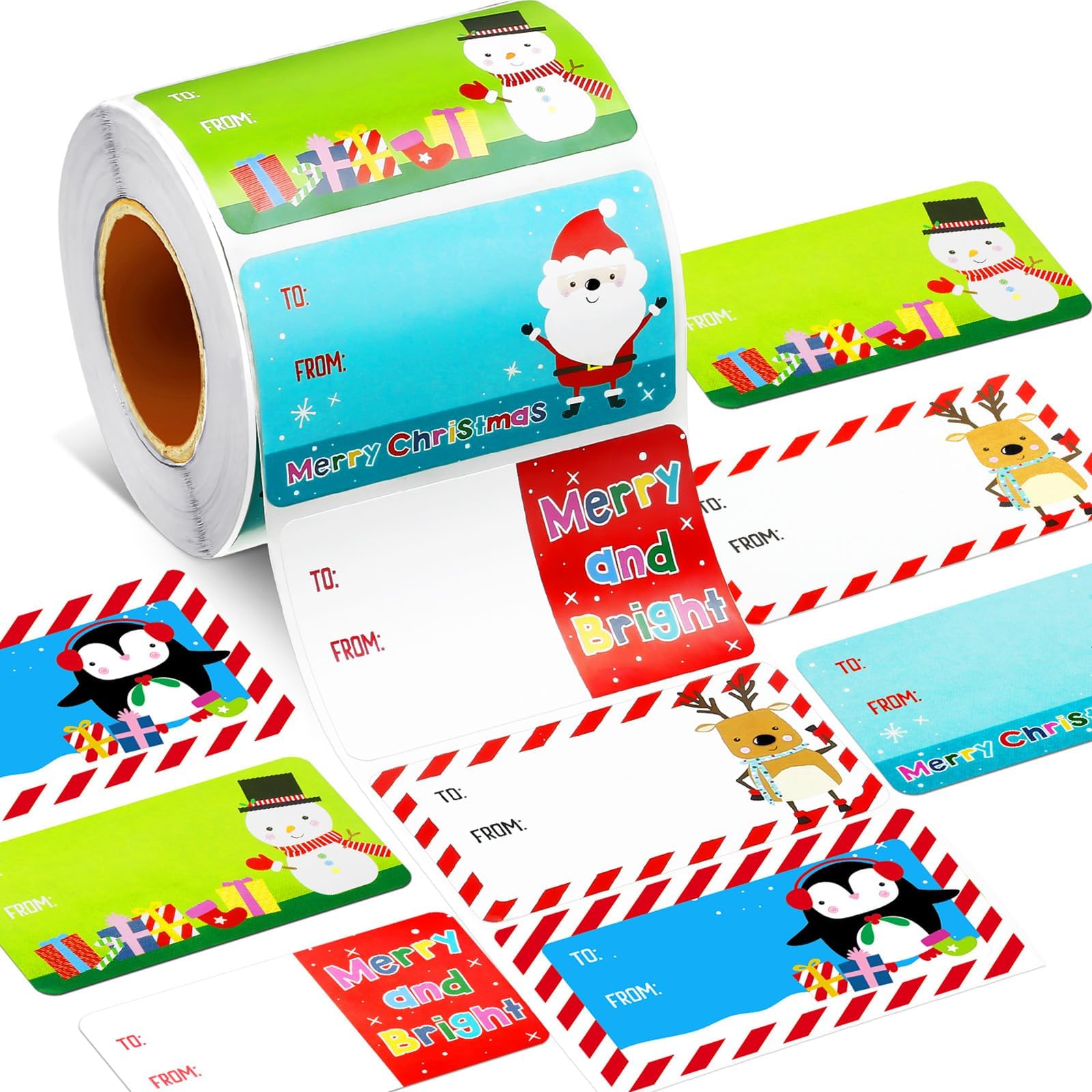 Amazon.com: Whaline 200Pcs Pink Santa Claus Name Tag Stickers 10 Design ...