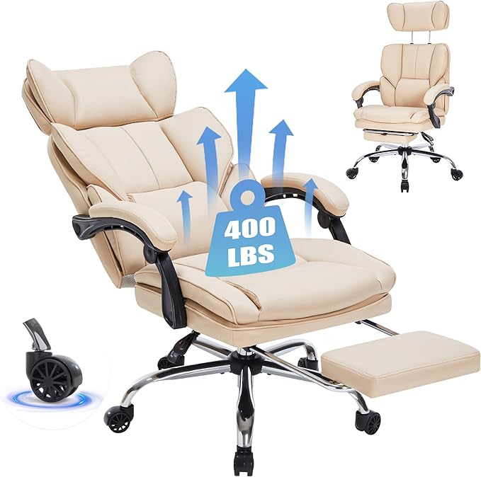 Amazon.com: Reclining Ergonomic Office Chair with Foot Rest, Adjustable ...