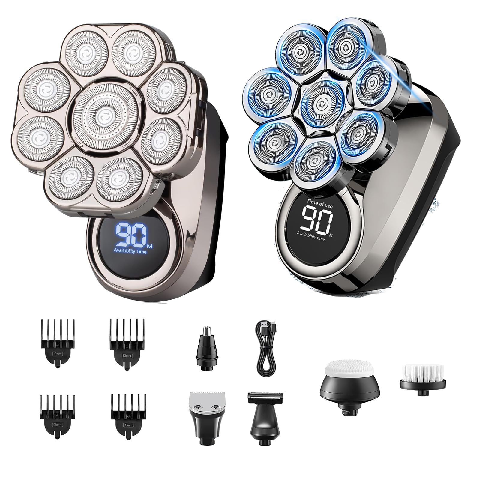 Amazon.com: Head Shavers for Bald Men，8D&9D Upgraded 6-in-1 Bald Head ...