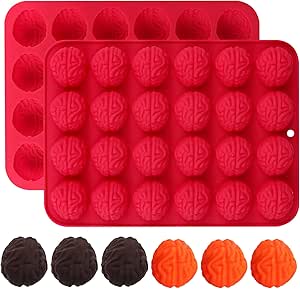 Hewomate Brain Chocolate Candy Mold, 2 Pieces Halloween Silicone Brain ...