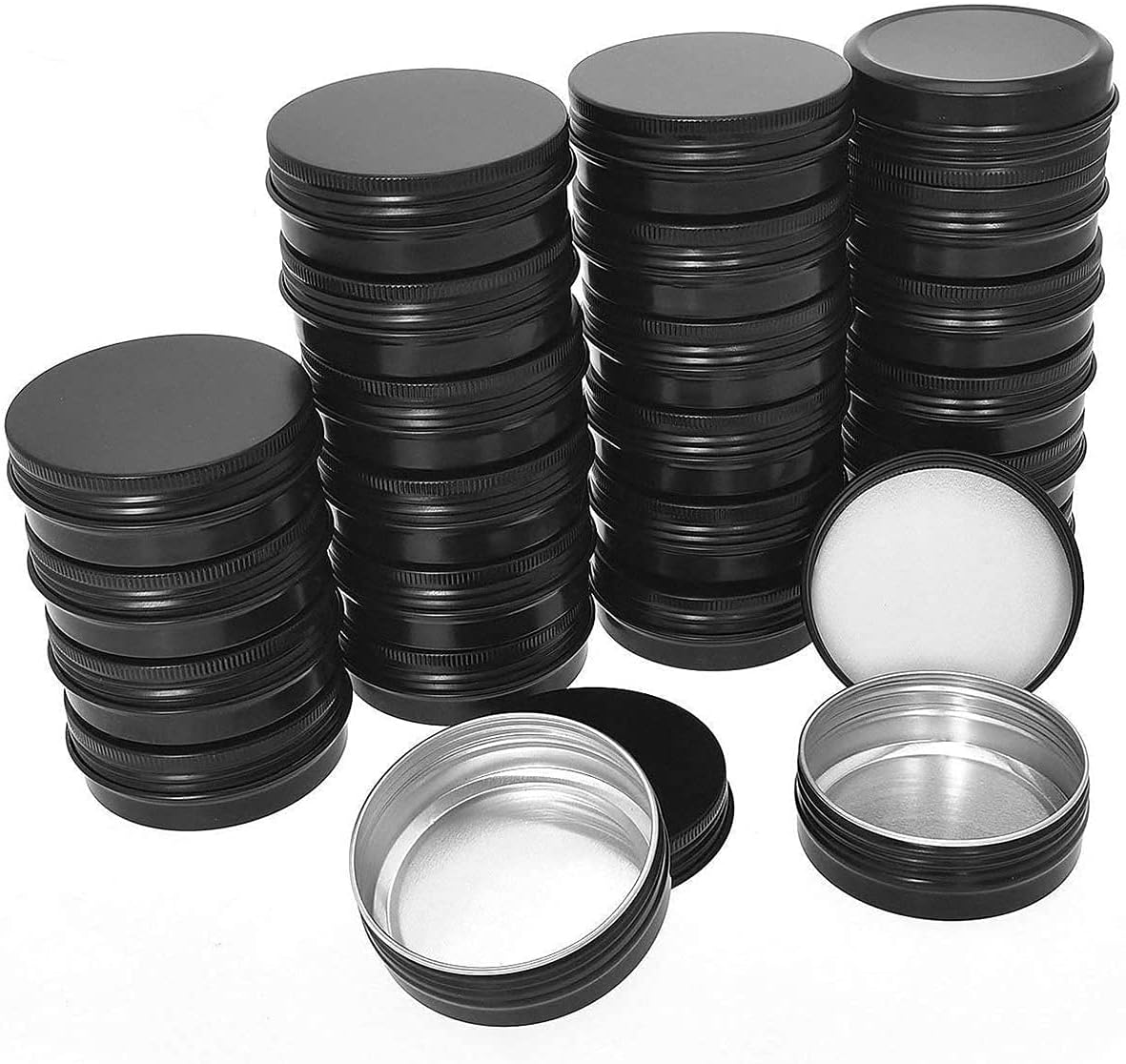 Tmand Aluminum Tin Cans - 40Pcs 1 OZ / 30ml Round Metal Tin Container ...